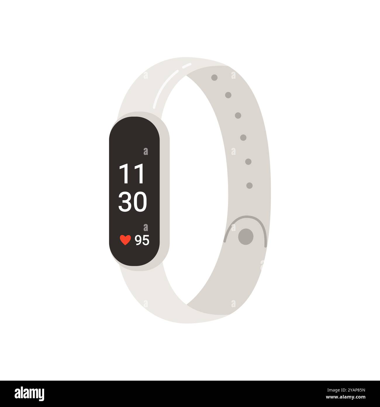 Smart watch with narrow bracelet, pulse counter and time numbers vector ...