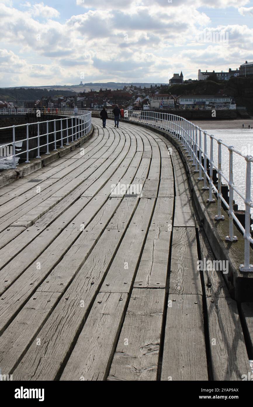 Walkway on Whitby Pier, England Stock Photo - Alamy