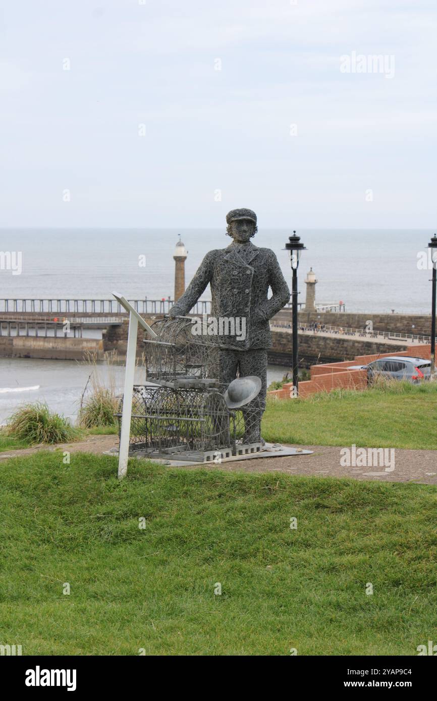 Statue of Fisherman on Whitby Coast, UK Stock Photo - Alamy