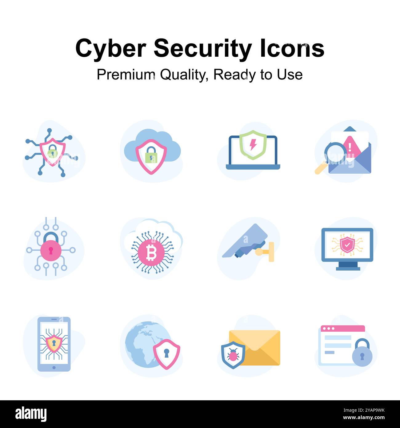 Cyber security icons shield lock Cut Out Stock Images & Pictures - Alamy