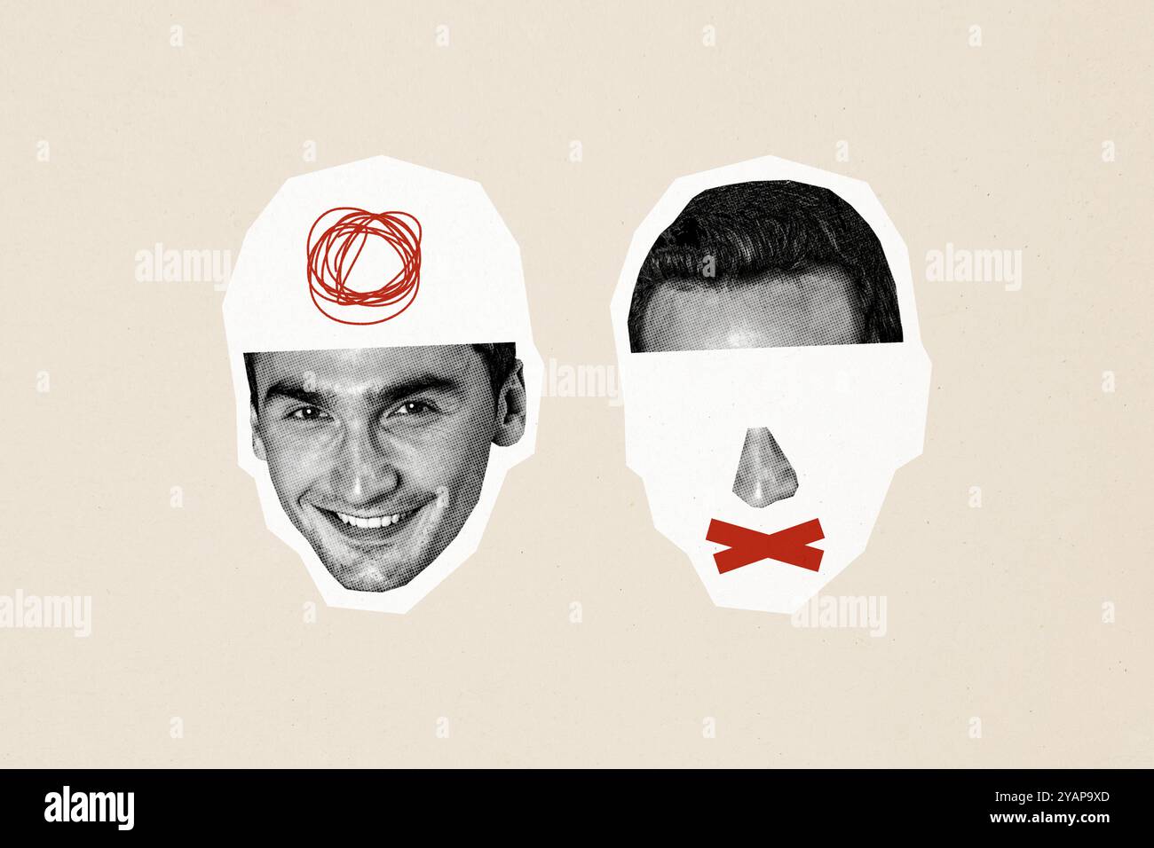 Composite trend artwork sketch photo collage of caricature split ...