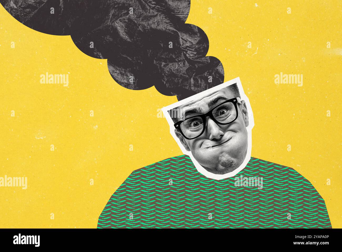 Composite trend artwork 3D sketch photo collage of silhouette young man ...