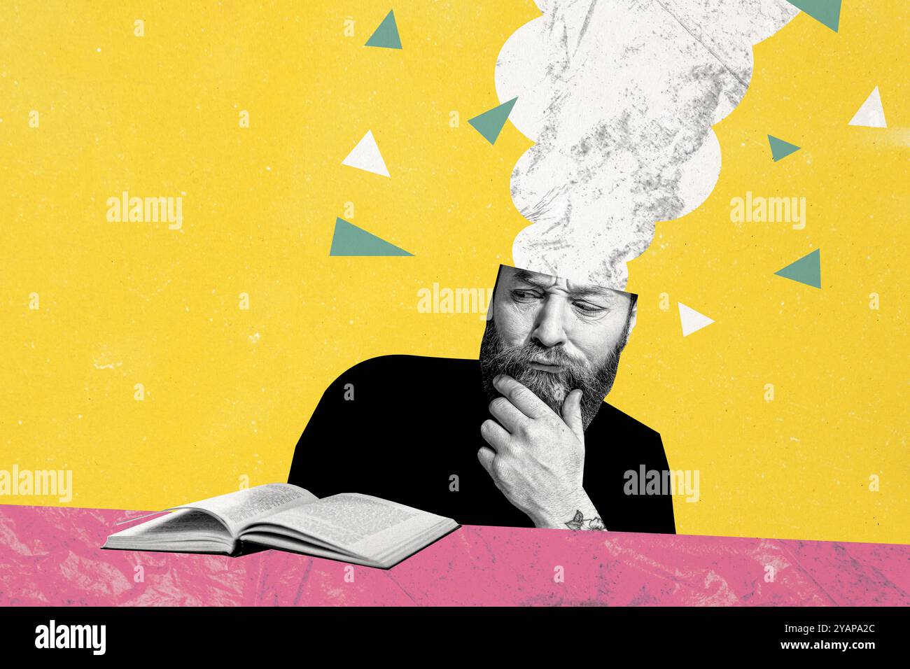 Composite trend artwork 3D sketch collage of clever young man portrait ...