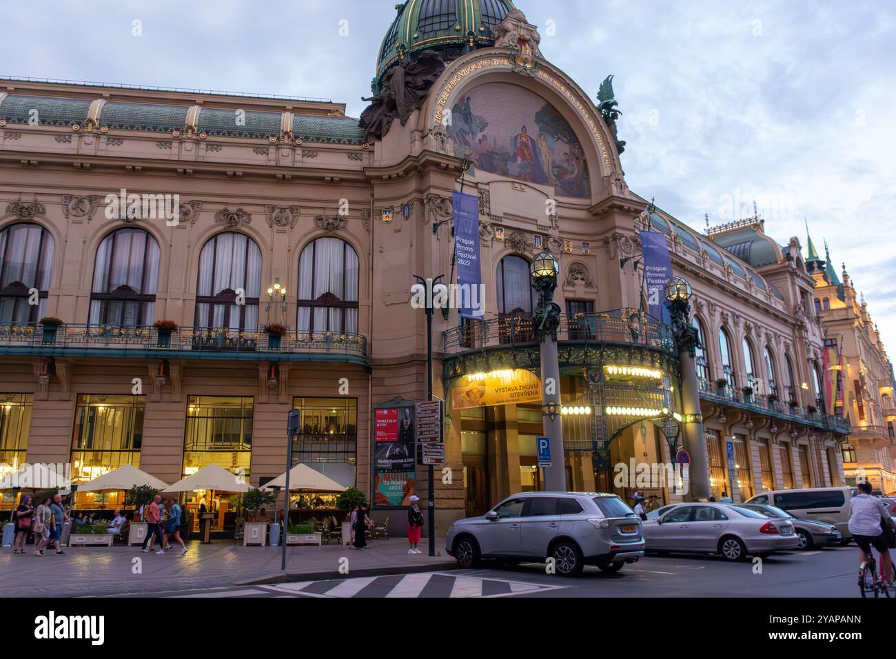 Prague, Czech Republic, Street Scene, Wide Angle View, Outside ...