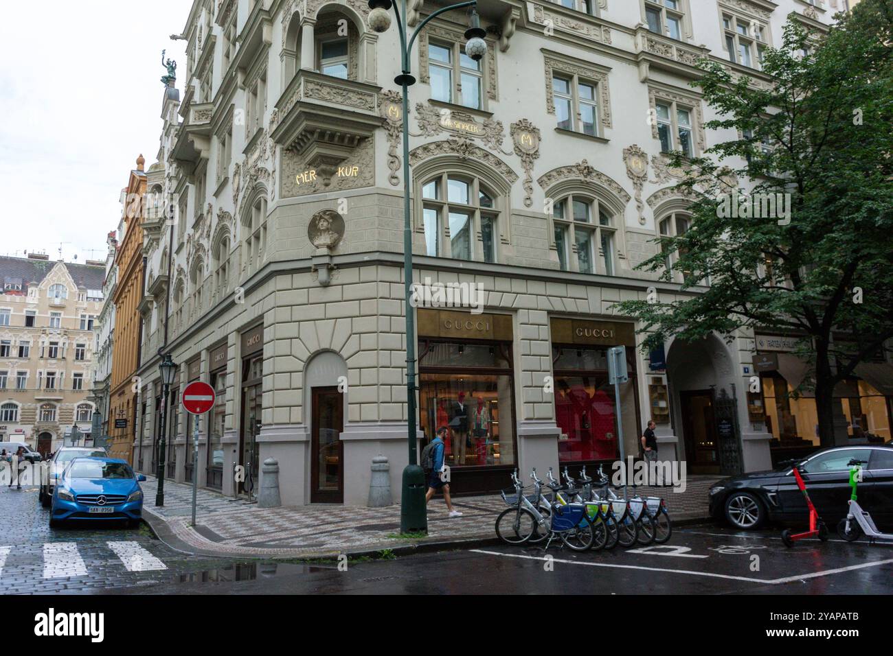 Prague, Czech Republic, Luxury Shopping Street, in Old Town Center ...