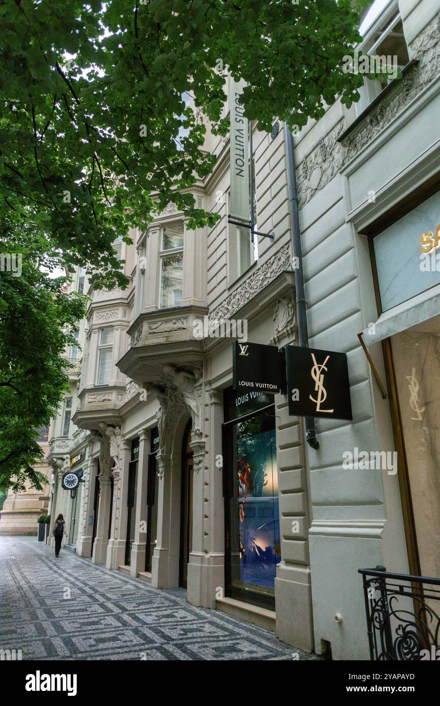 Prague, Czech Republic, Luxury Shopping Street, in Old Town Center ...