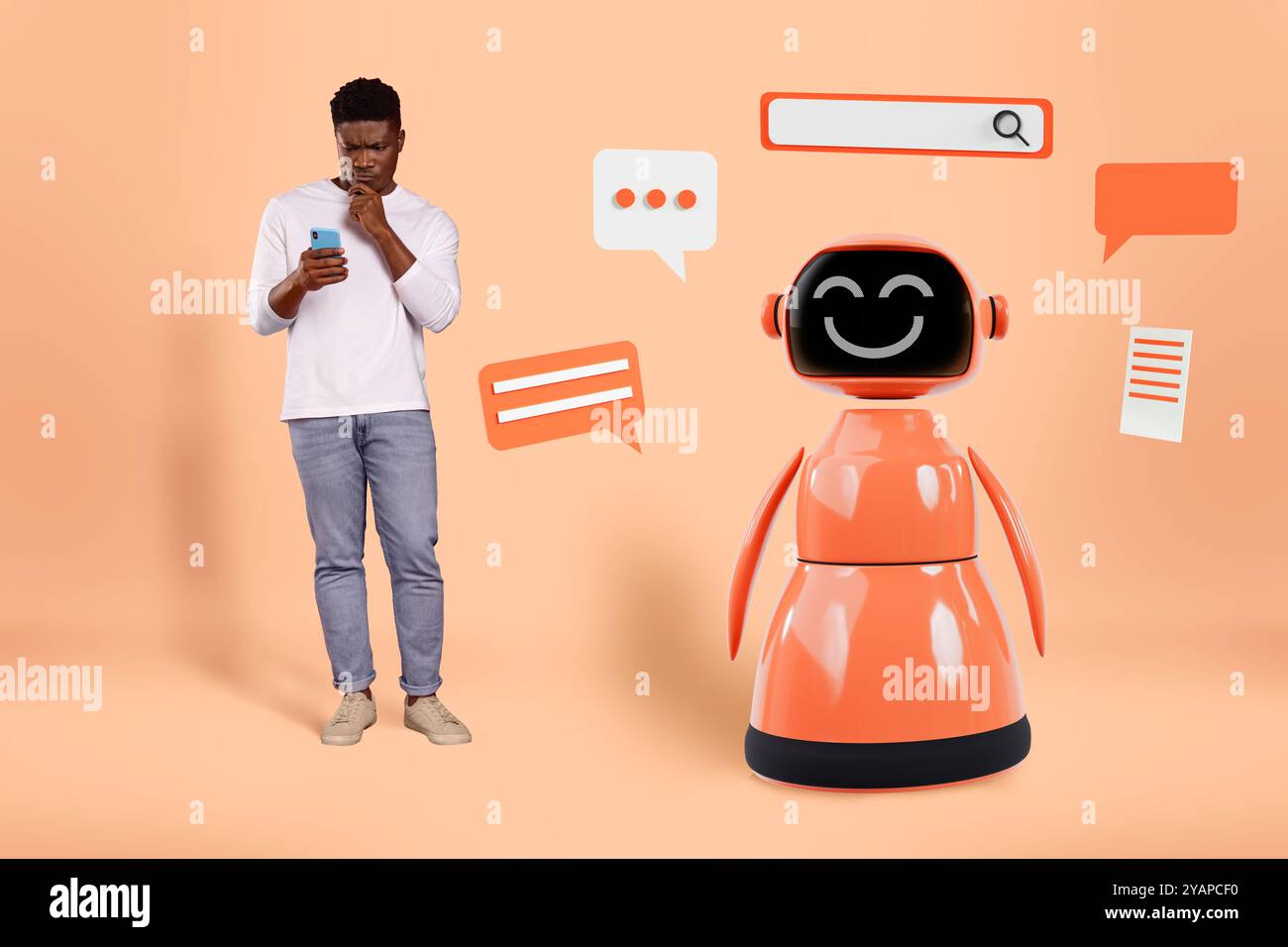 Composite artwork collage image picture of guy use smart phone chat gpt ...