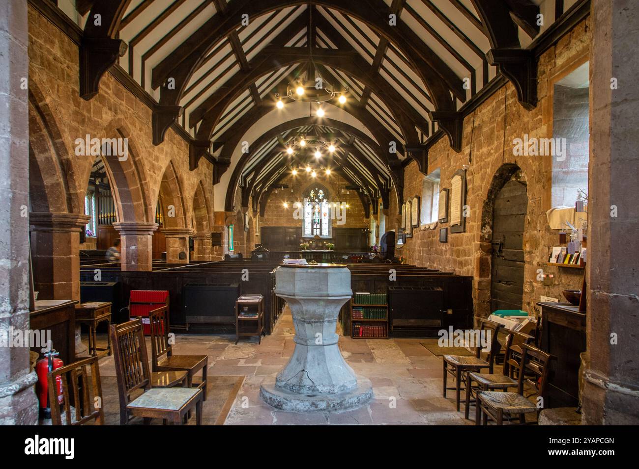 The interior of The 14 th century St Michael's Church Shotwick the ...