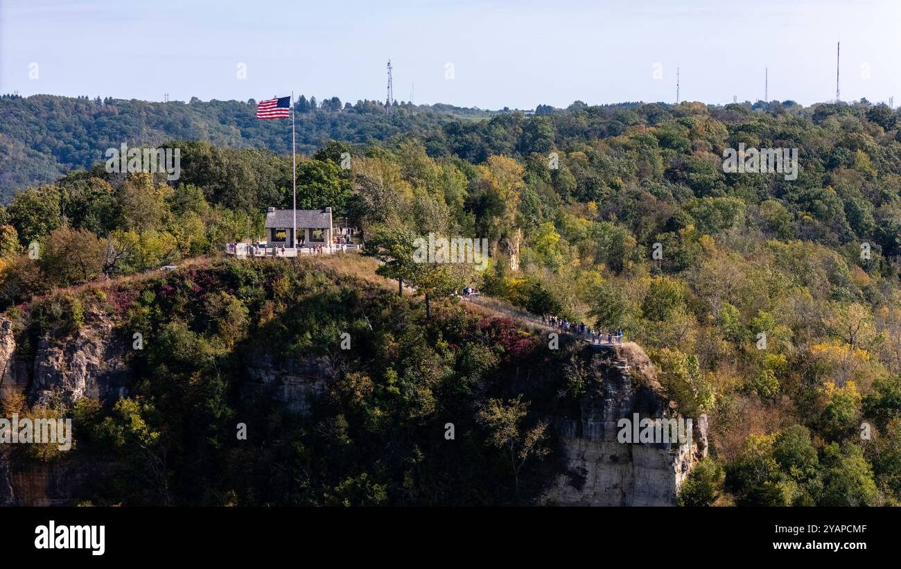 Aerial photograph of Grandad Bluff, a park above La Crosse, Wisconsin ...