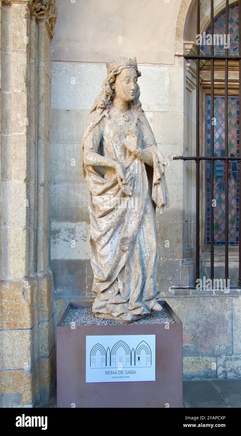 Carved stone sculpture of the Reina de Saba inside the cloisters French ...