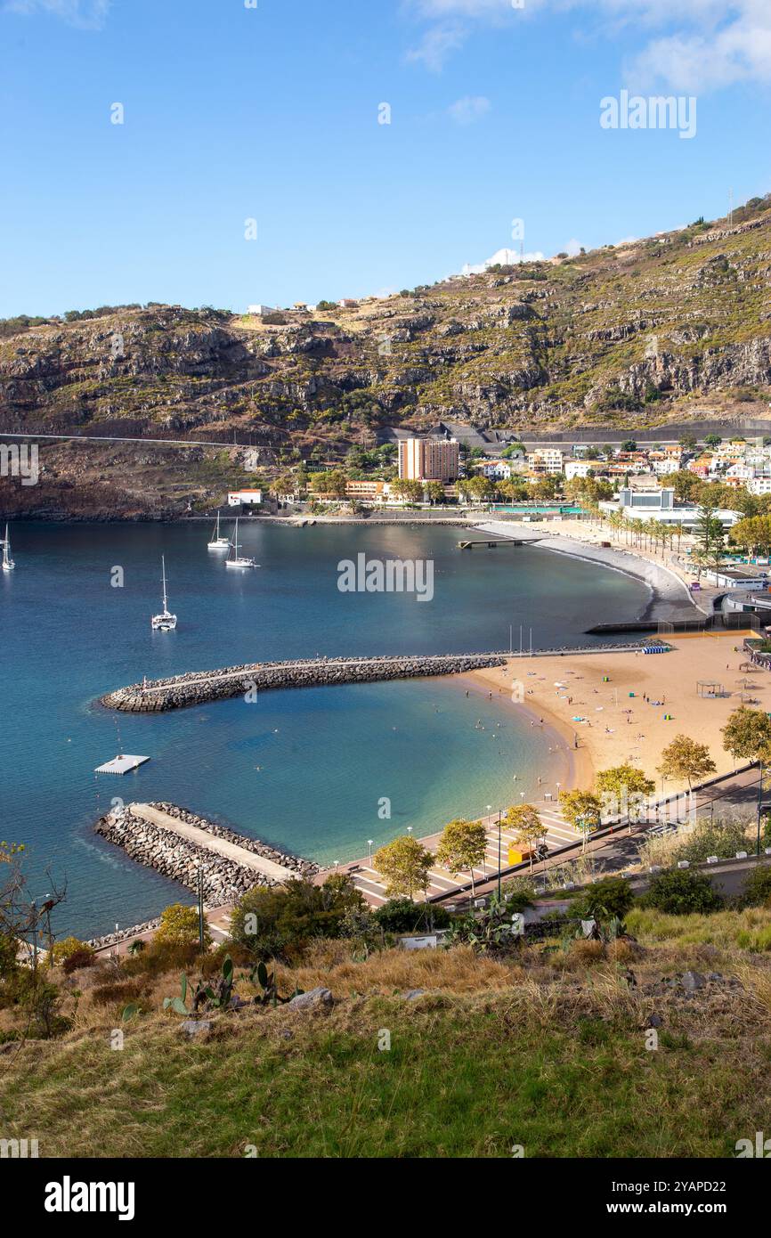 Yachts and boats in the harbour and marina at Machico, the second ...