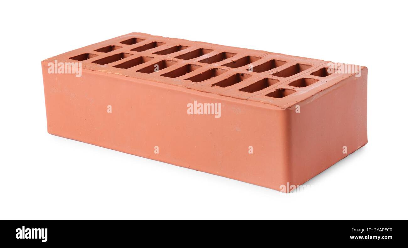 One red brick isolated on white. Building material Stock Photo - Alamy