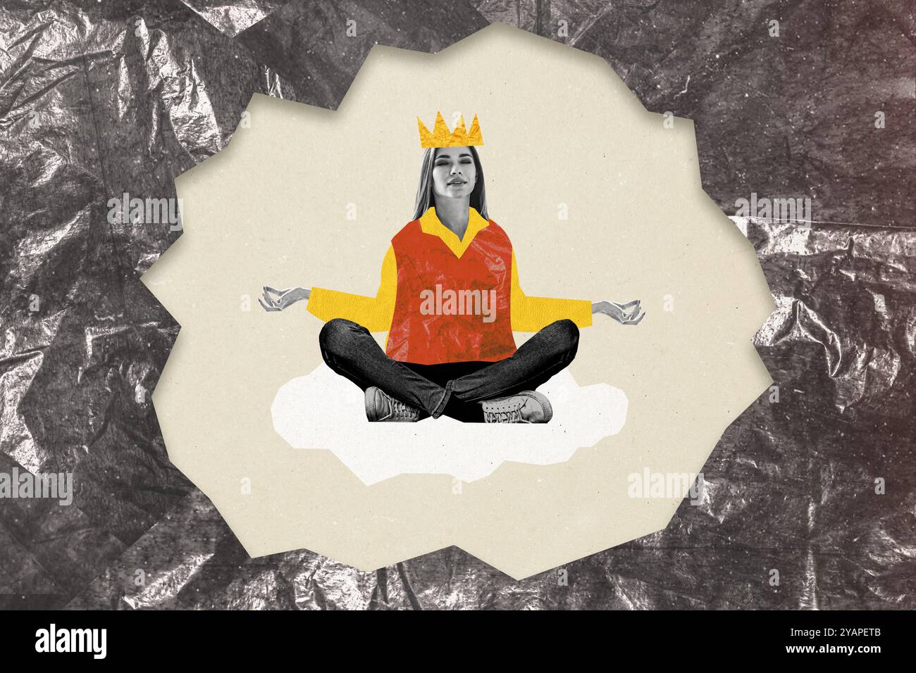 Composite photo collage of happy girls do yoga meditation retreat asana ...