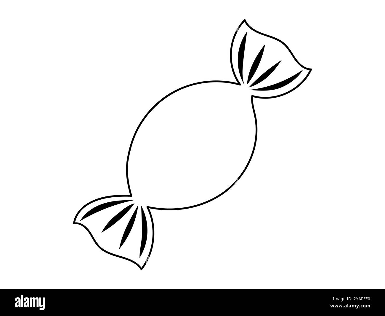 Black outline of a wrapped candy isolated on white background. Concept ...