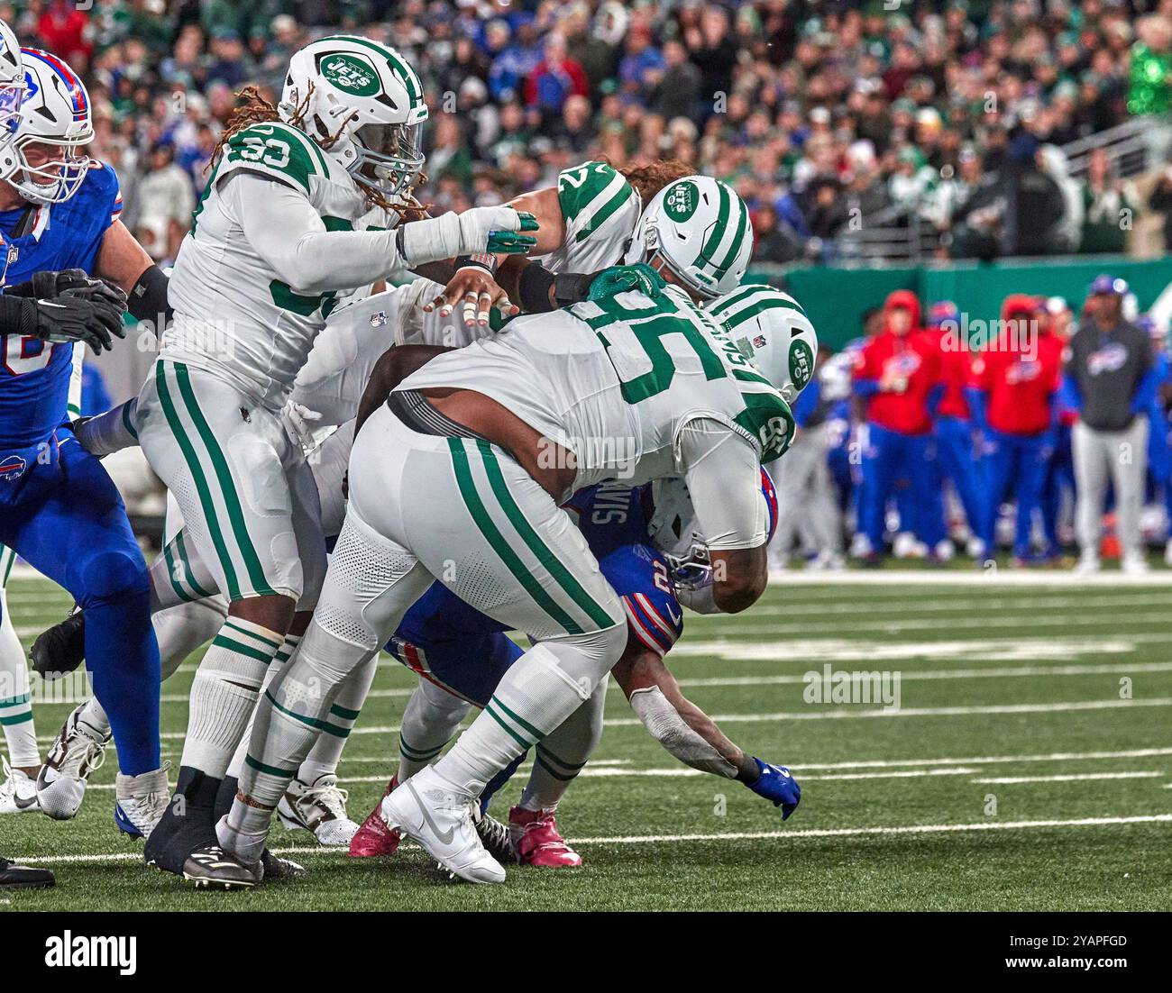 New York Jets defensive tackle Quinnen Williams (95) tackles Buffalo ...