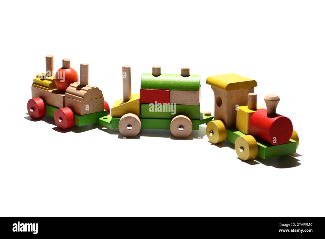 Wooden Toy Trains Stock Photo - Alamy