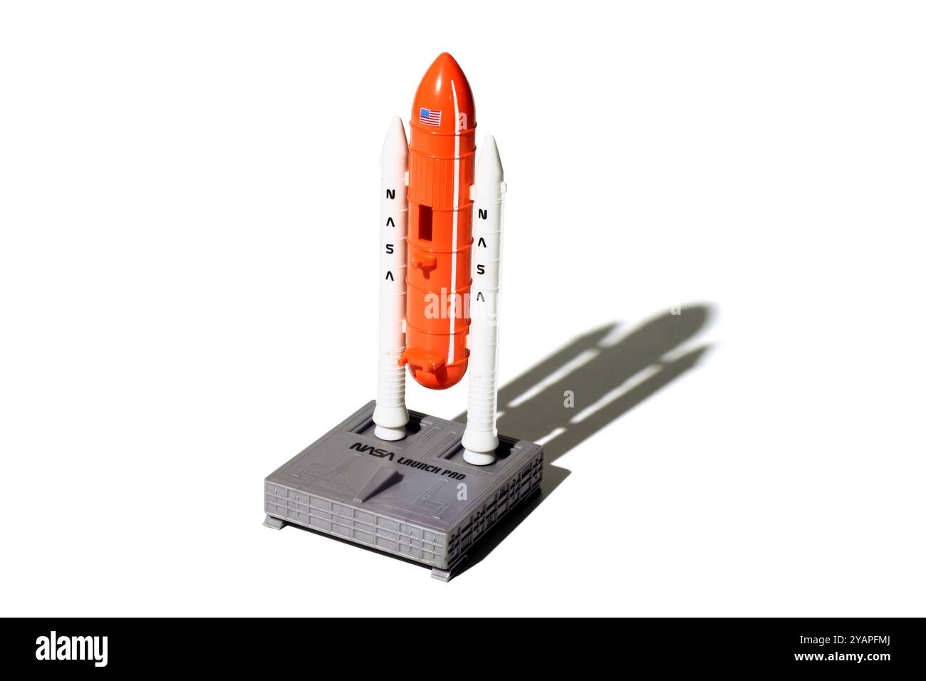 Rocket Launching Pad Toy on White Background Stock Photo - Alamy