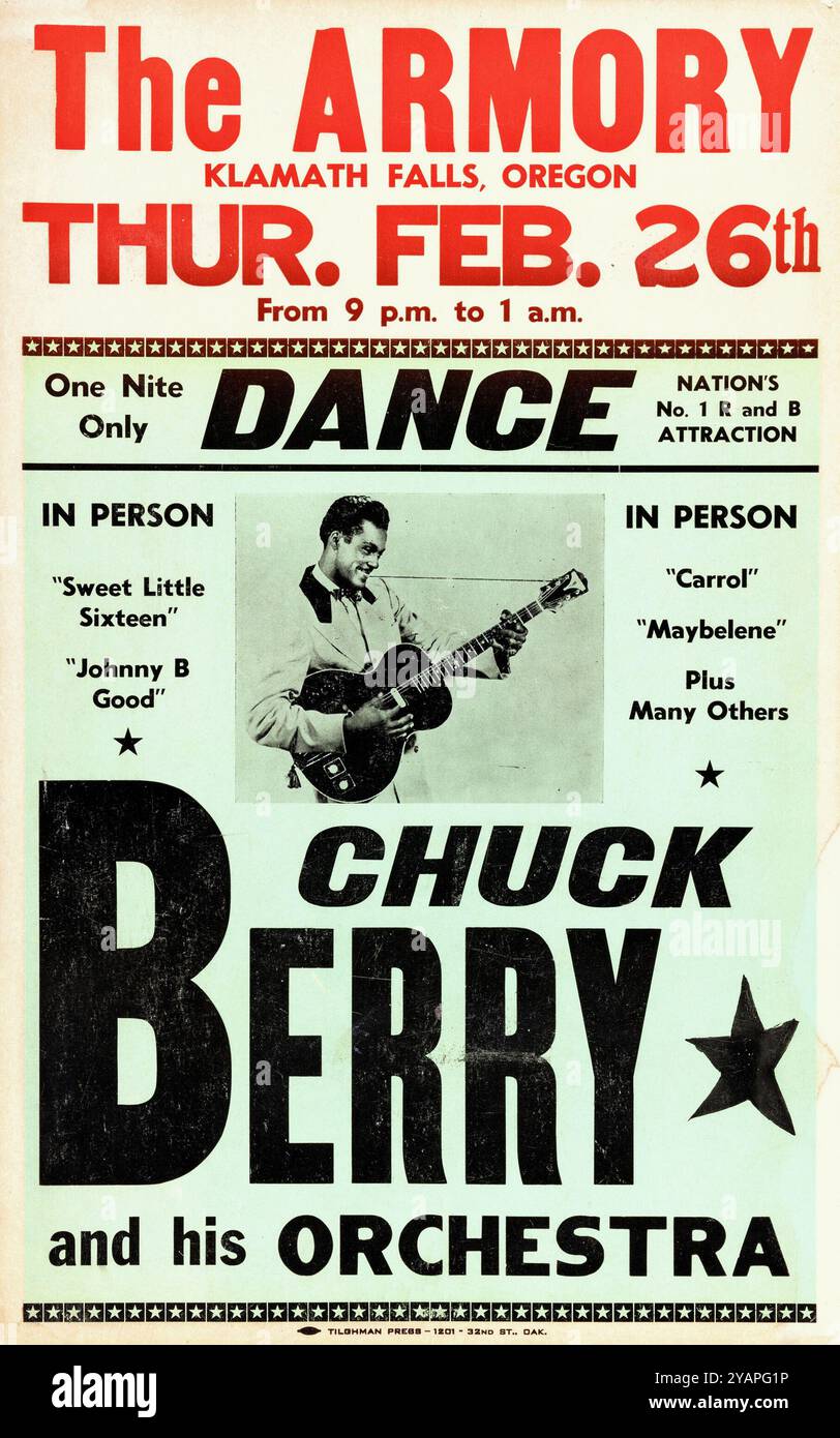 Chuck Berry and his orchestra, 1959 Klamath Falls, The Armory, Oregon ...