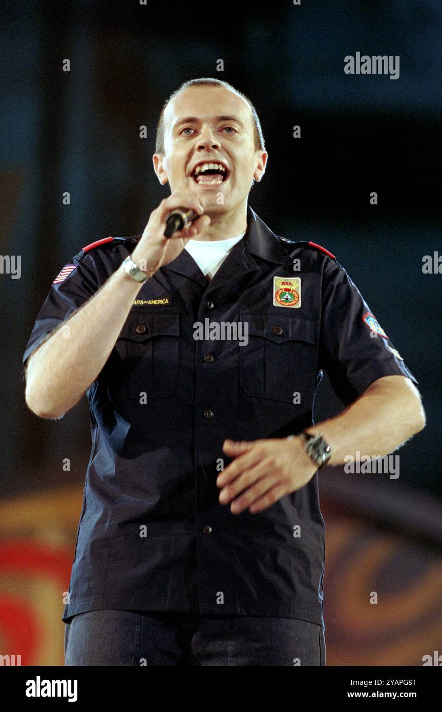 Verona Italy 09/09/1999: Max Pezzali,Italian singer,during the ...