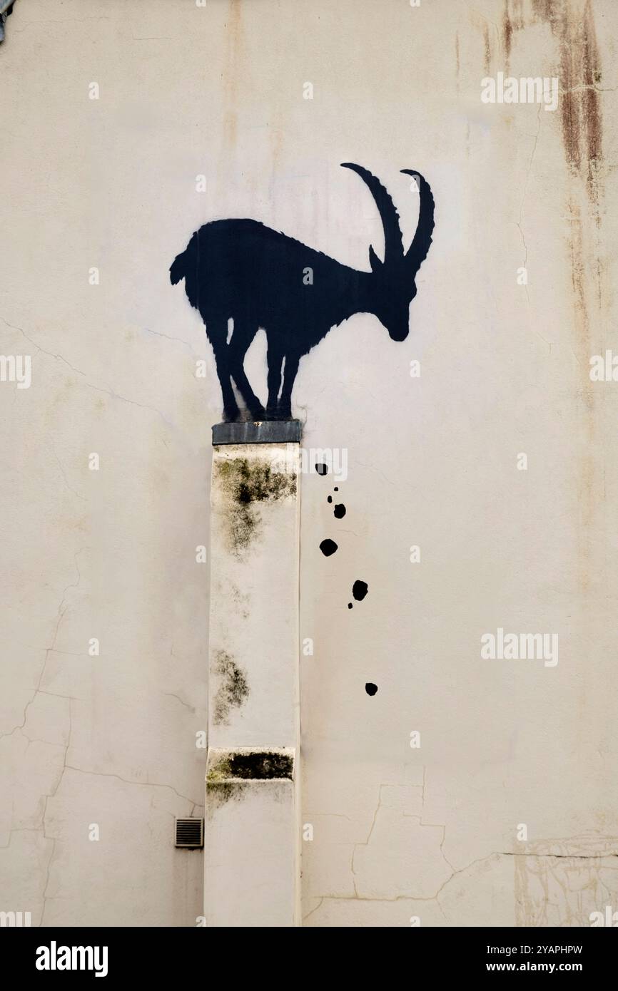 Goat by Banksy street art on a building by Kew Bridge Stock Photo - Alamy