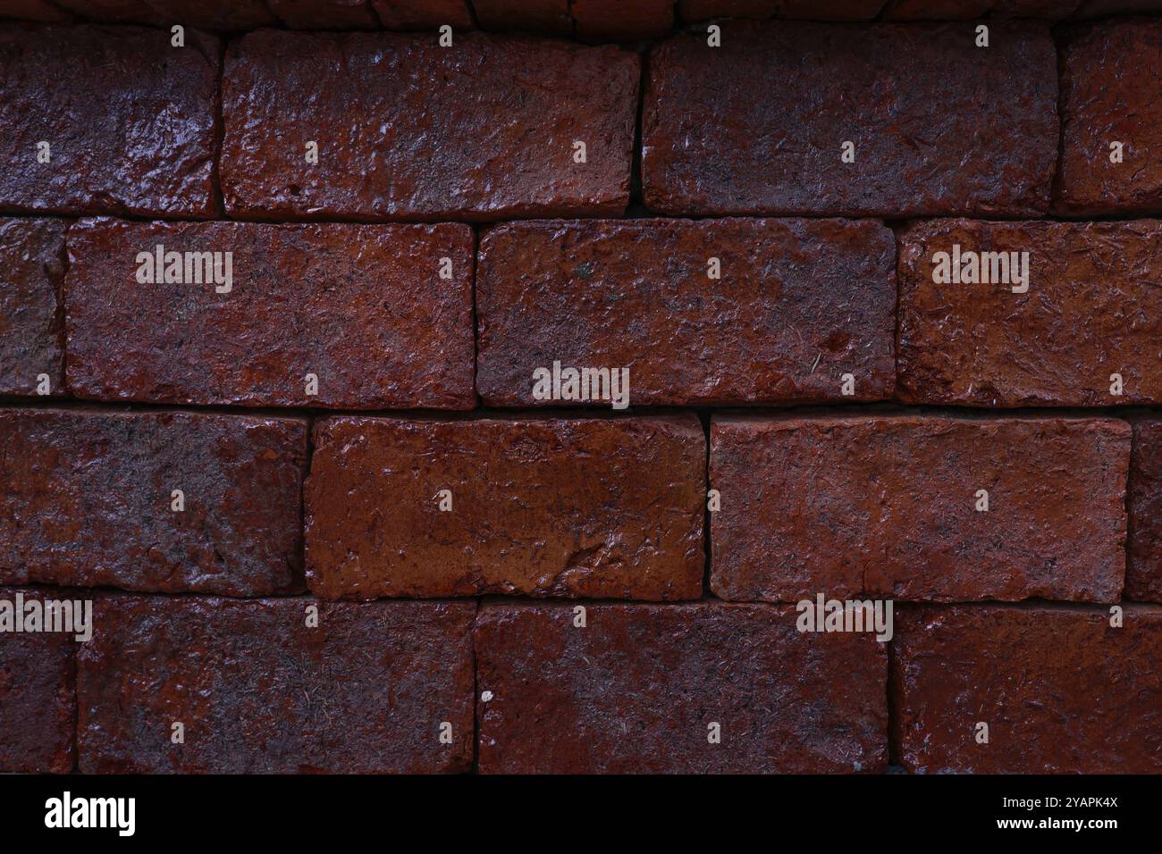 Old and aged red brick wall texture background with vignetting Stock ...