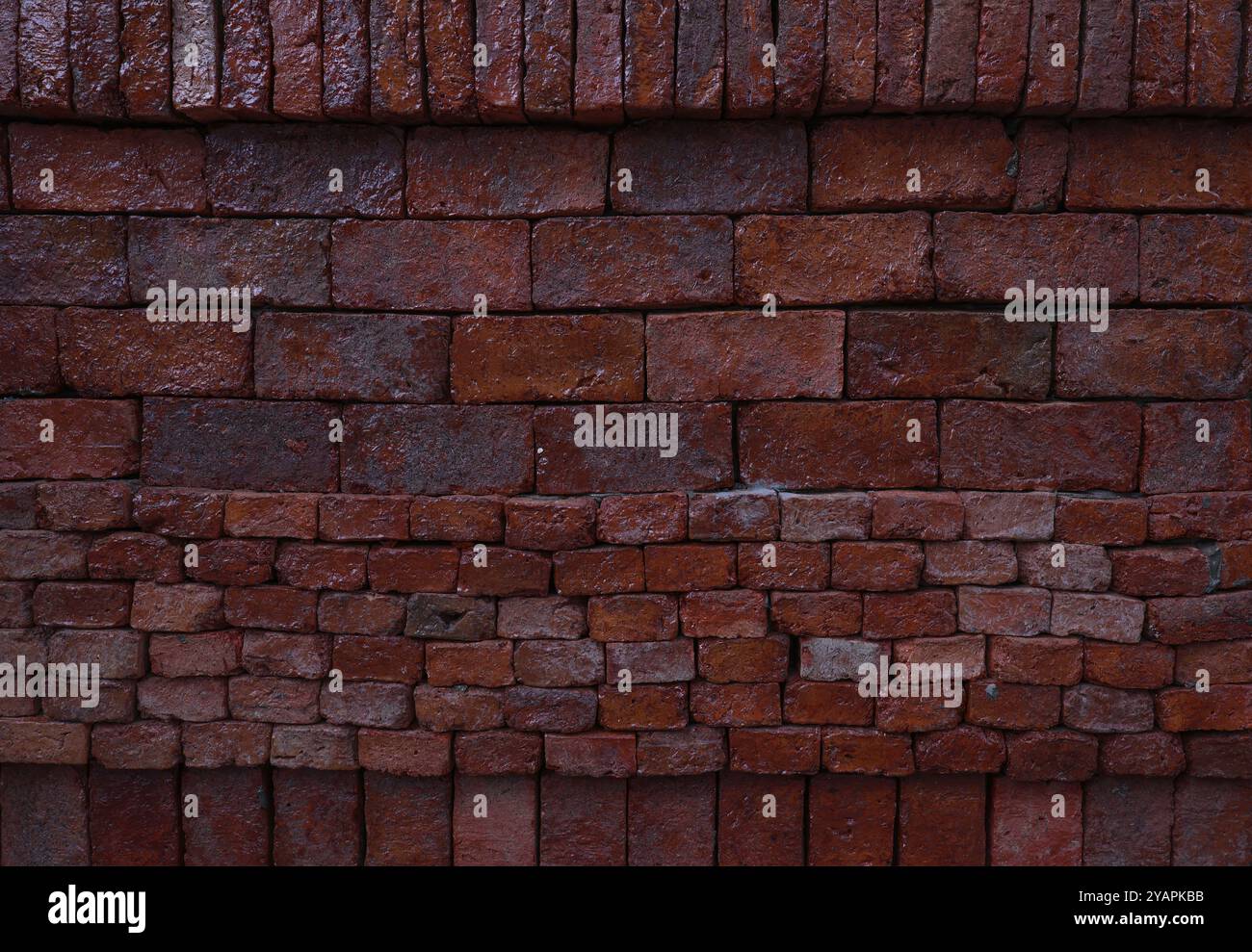 Old and aged red brick wall texture background with vignetting Stock ...