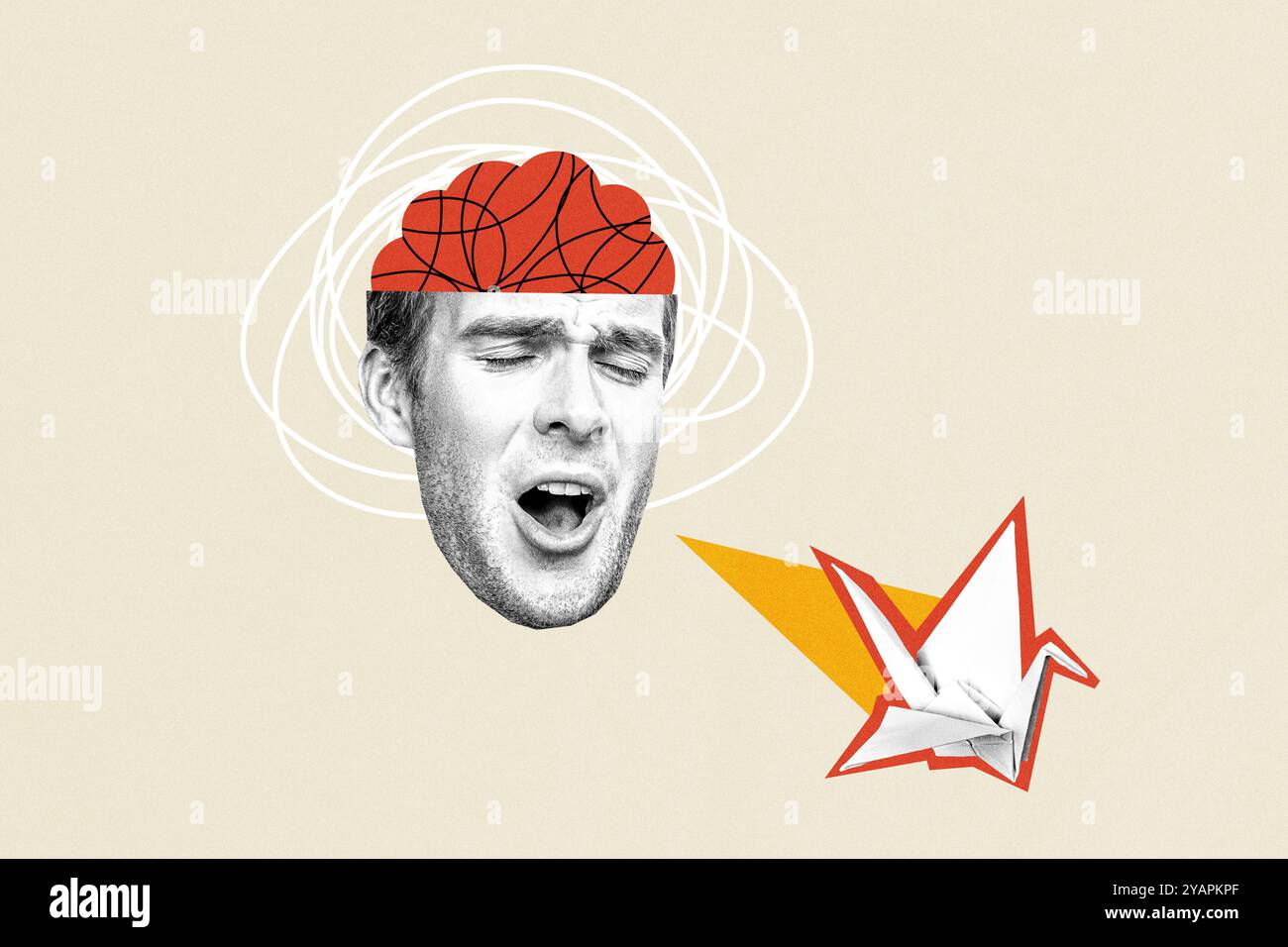 Composite trend artwork sketch photo collage of young man face head ...