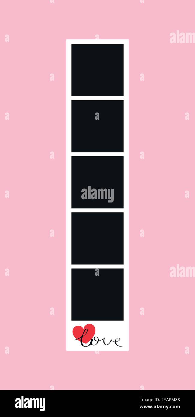 Photo booth picture frame decorated with heart and word Love. Vector ...
