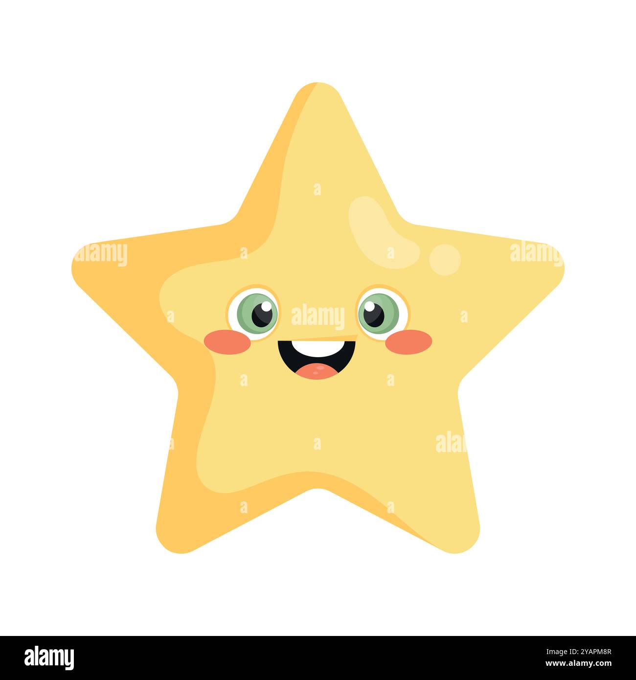Cute smiling cartoon star character. Star mascot in childish style ...