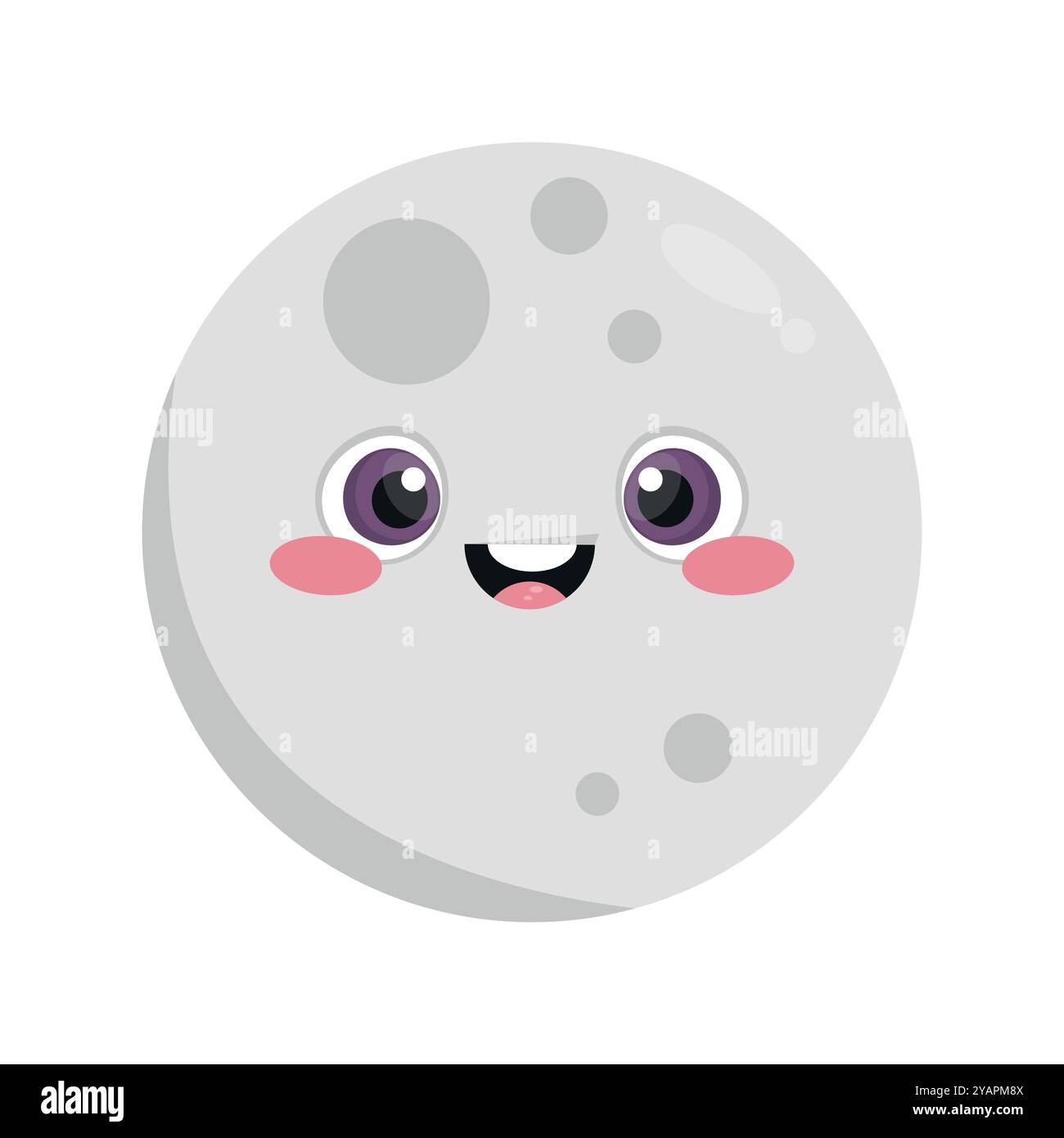 Cute smiling cartoon moon character. Moon mascot in childish style ...