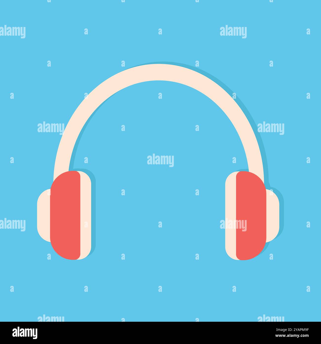 Headphone icon flat blue Stock Vector Images - Alamy