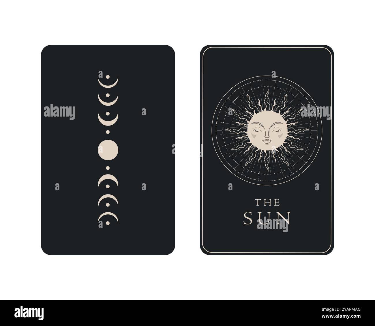 Tarot card with reverse side. The Sun Major Arcana symbol. Tarot ...