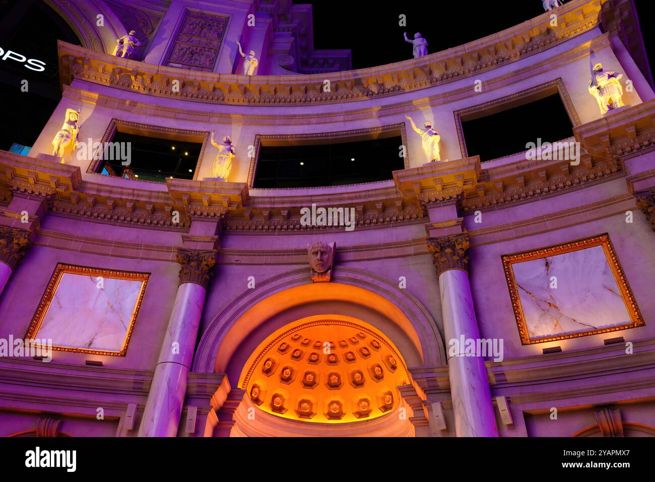 Las Vegas, Nevada - April 13, 2024: Striking view of ornate architectural features and ...