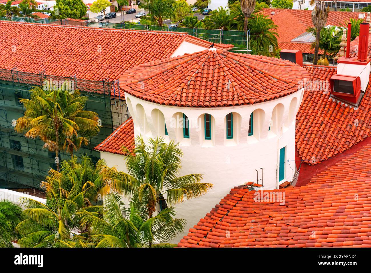 Santa Barbara, California - April 20, 2024: Close-up view of circular ...