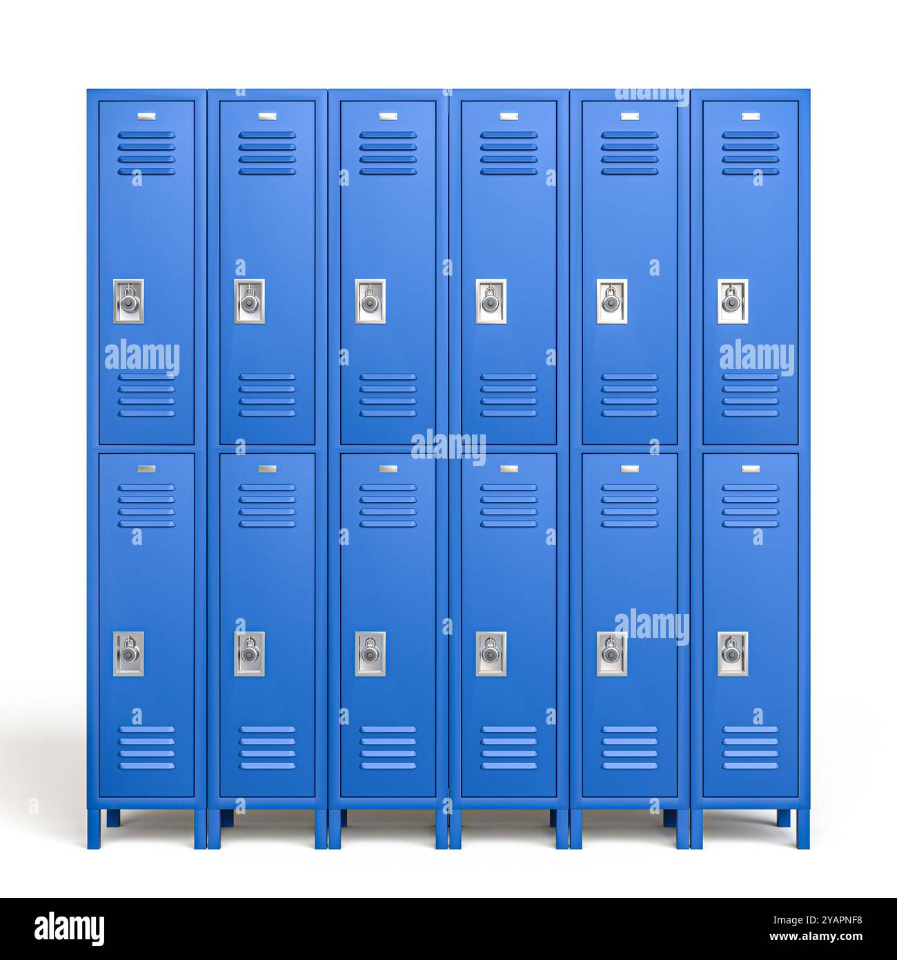 Row classic blue metal school lockers on white background 3d Stock ...