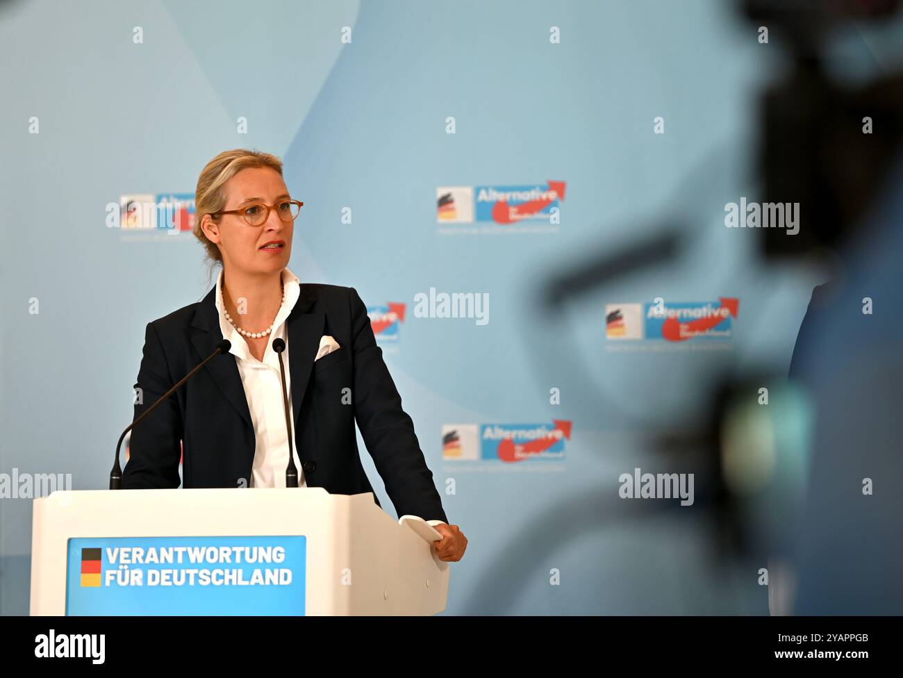 Berlin, Germany. 15th Oct, 2024. Alice Weidel, AfD national chairman ...