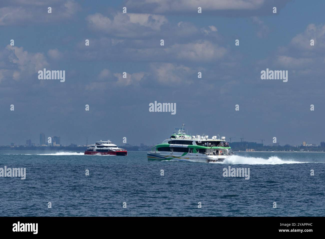 Luxury high speed catamaran ferries ply between the port of Dar to ...