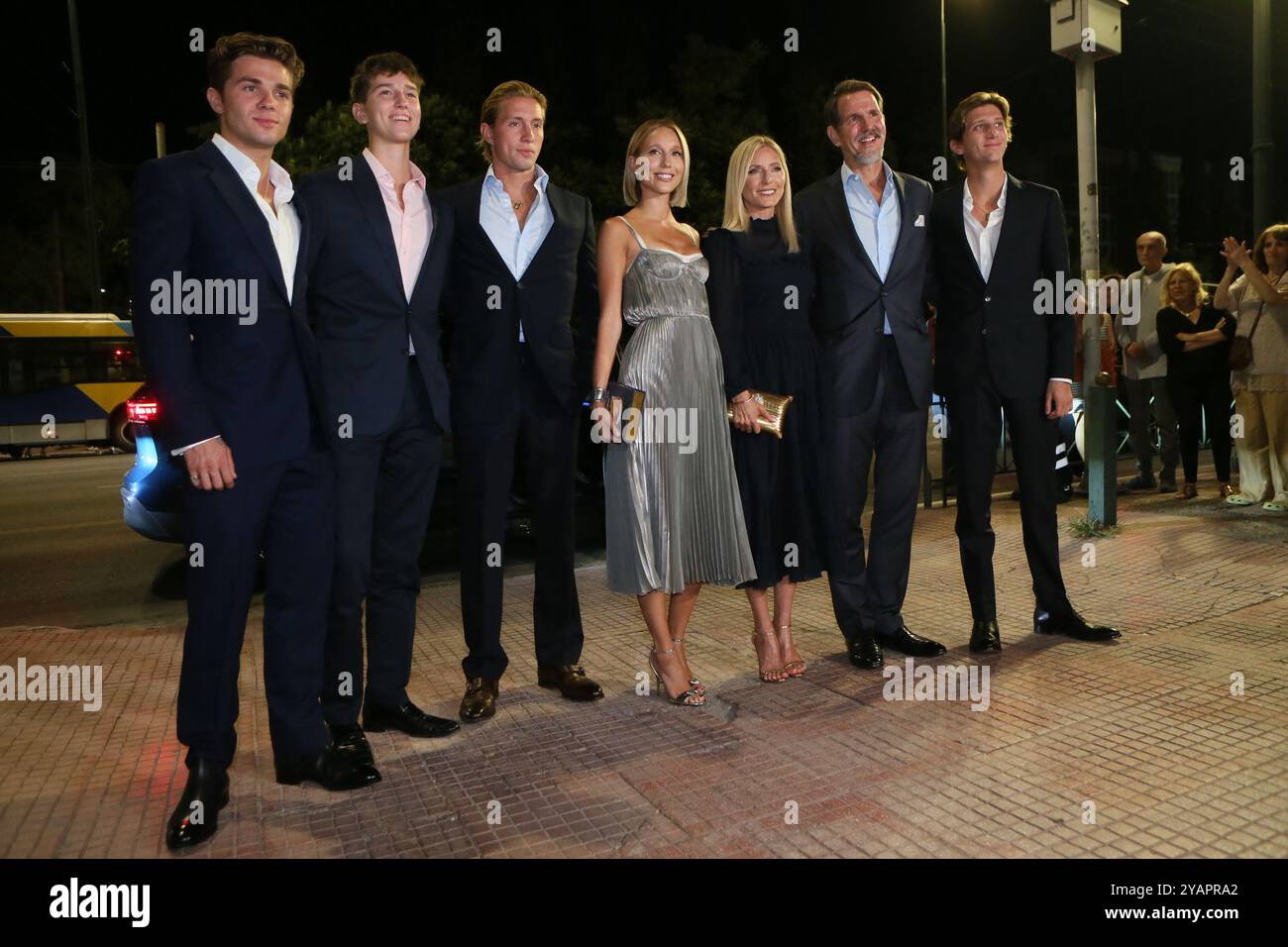 Crown Prince Pavlos of Greece with his family. Arrivals at pre- wedding ...