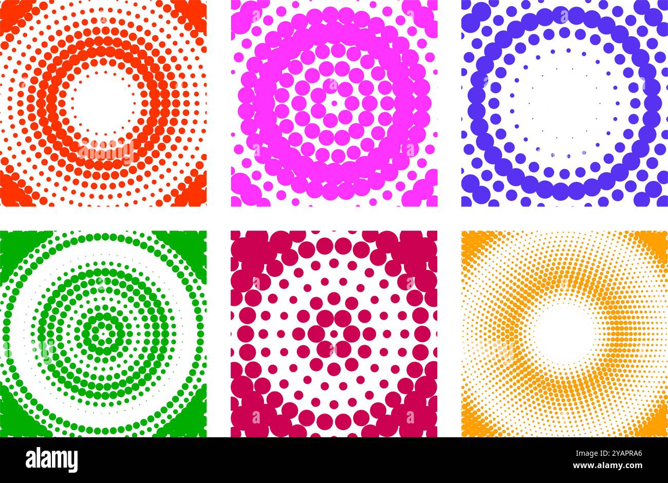 collection of six vibrant halftone background patterns in various ...