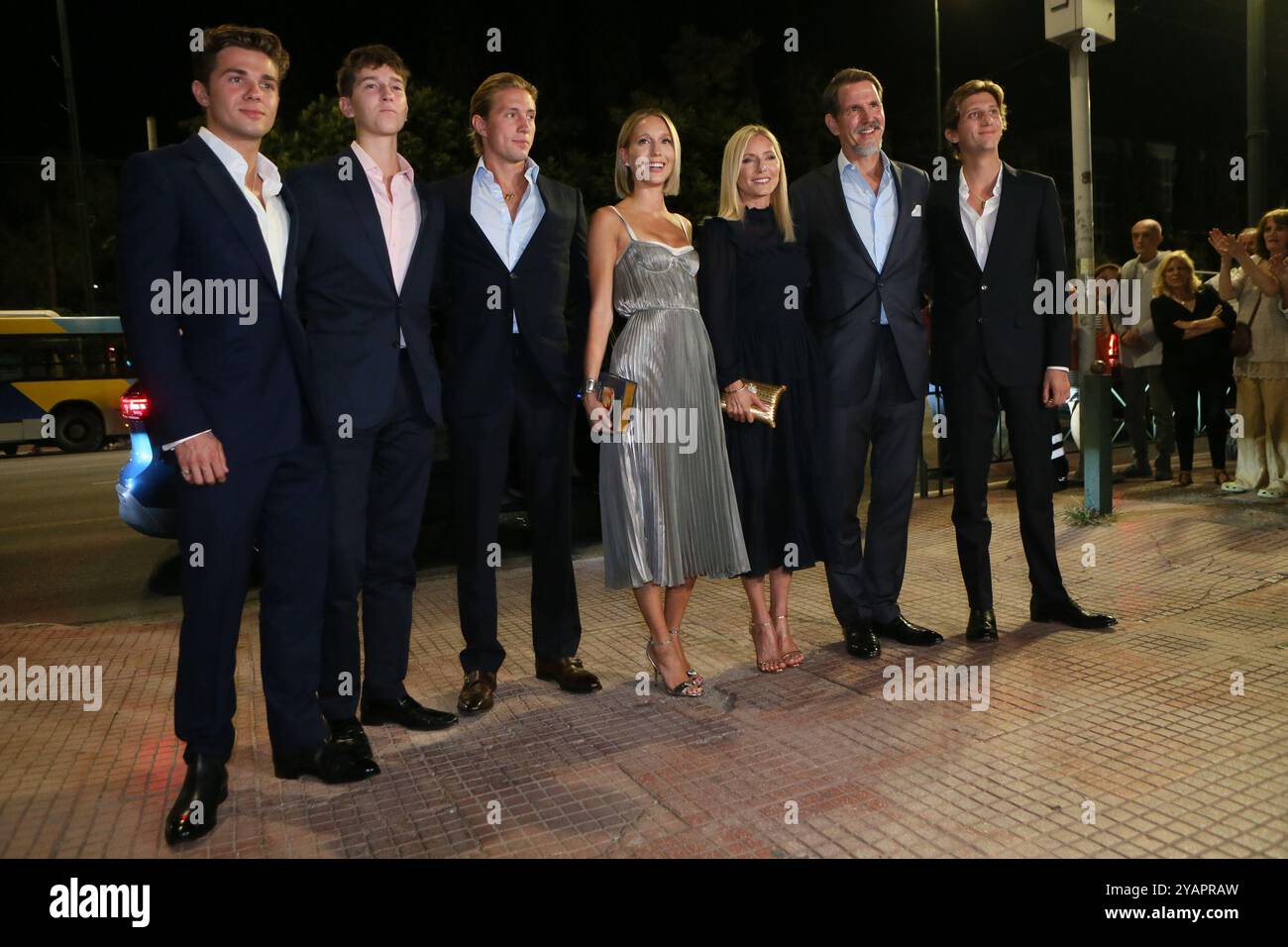 Crown Prince Pavlos of Greece with his family. Arrivals at pre- wedding ...
