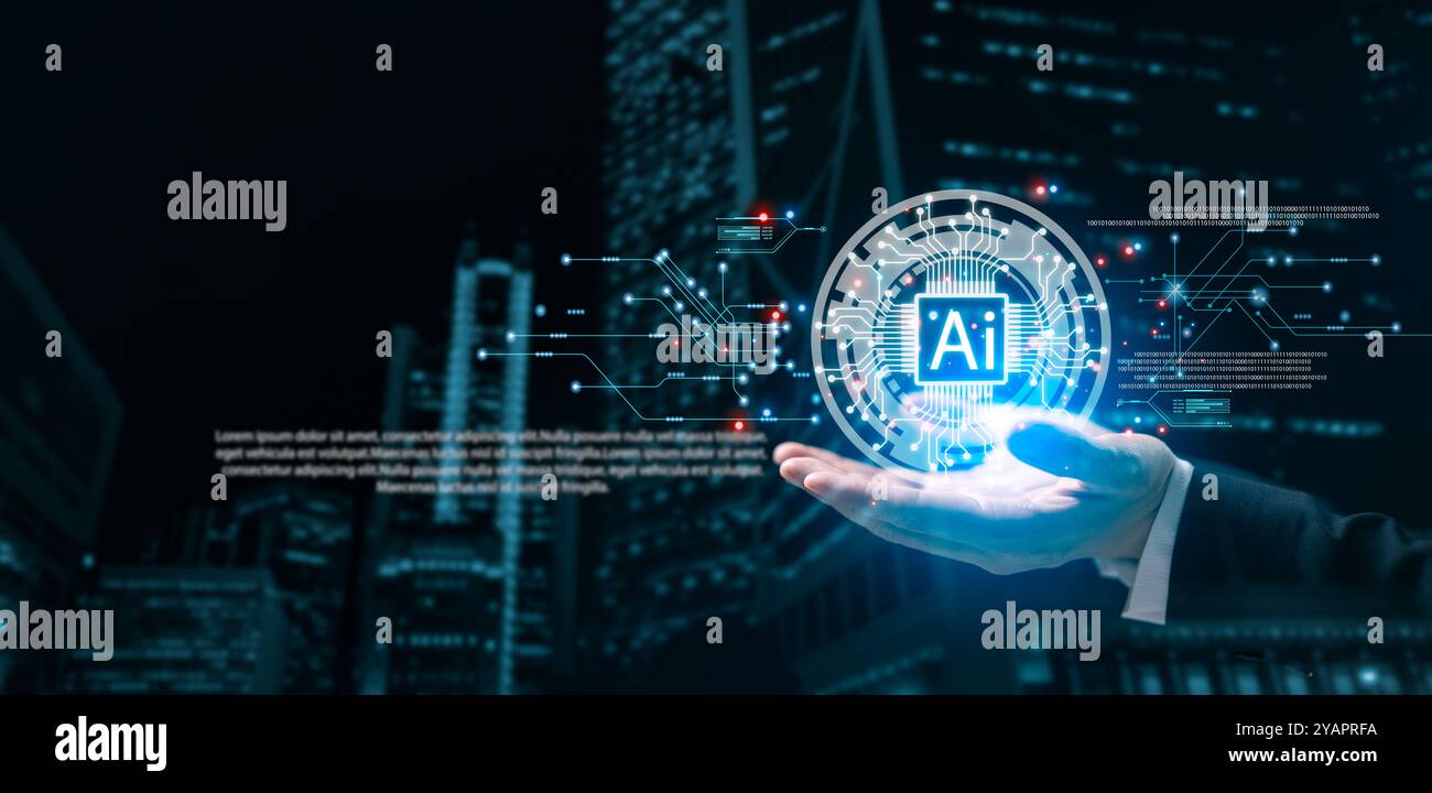 Concept of AI or artificial intelligence, represents future of ...