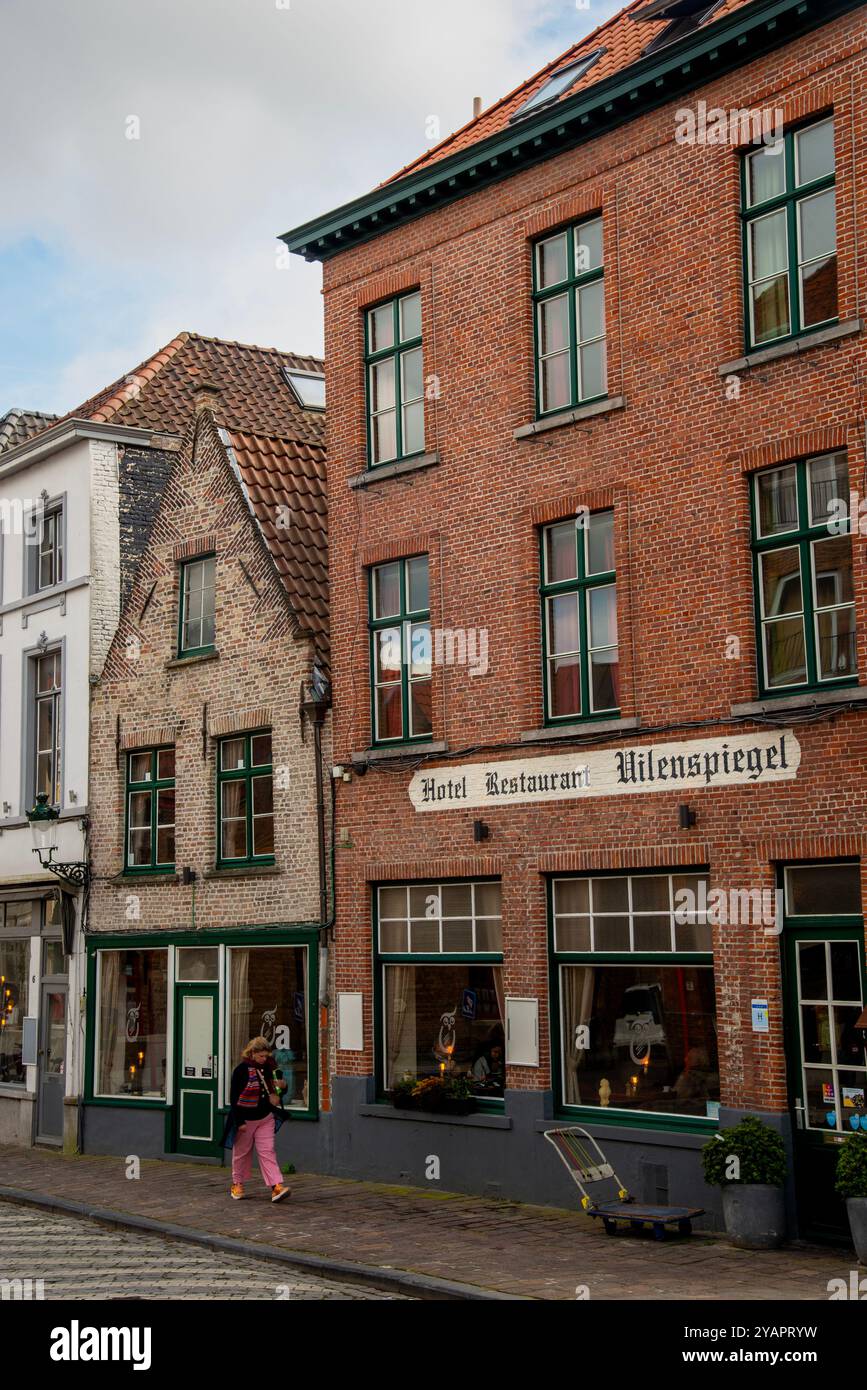 Unique brickwork on the gable of a building in Bruges, Belgium Stock ...