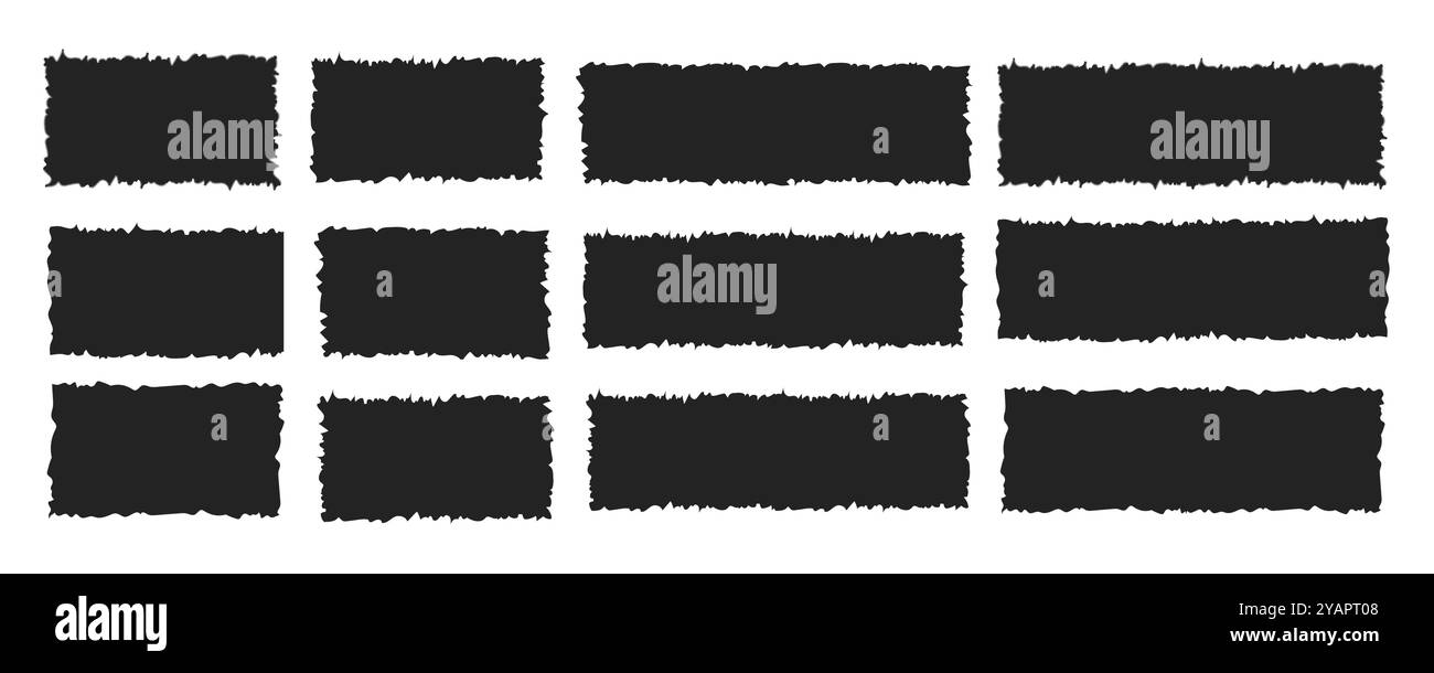 Tattered rectangle jagged edge text box, header border. Ripped and ...