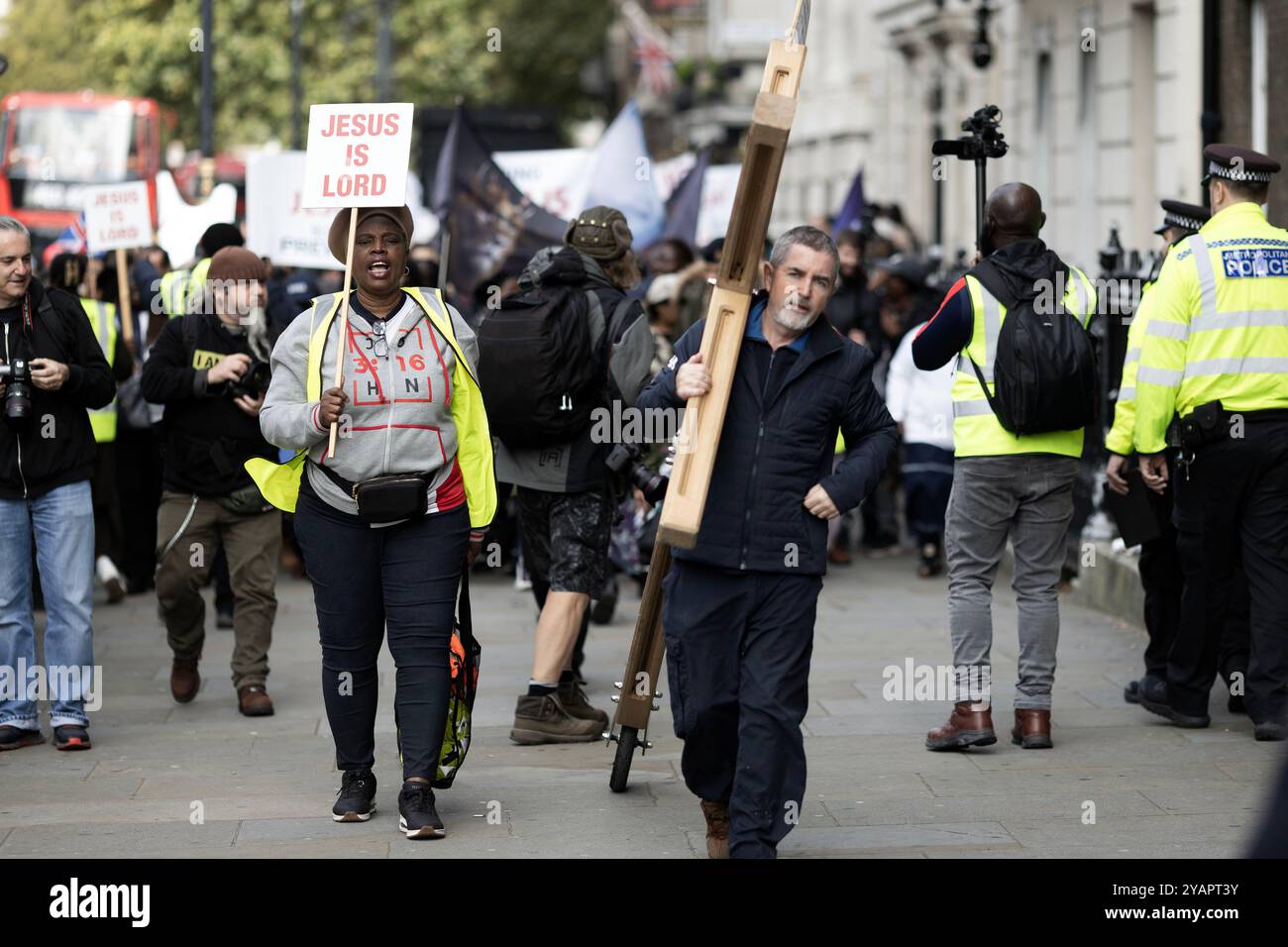 Participants gather and march during their March for Jesus in central ...