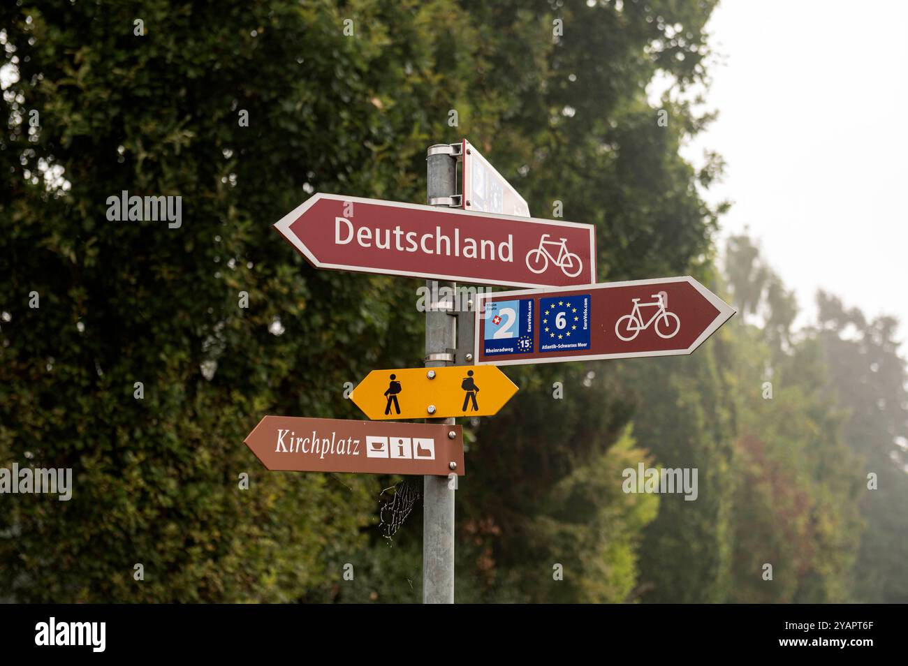 Kaiserstuhl Switzerland 22nd September 2024 Road sign for long distance ...