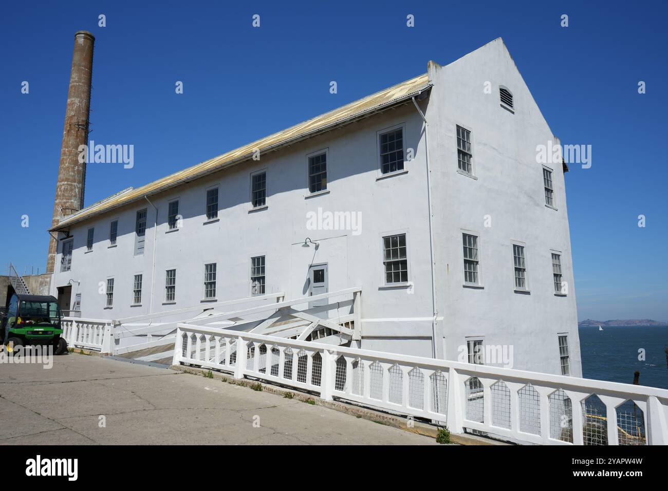 The Quartermaster Building with Alcatraz written on the roof and the ...