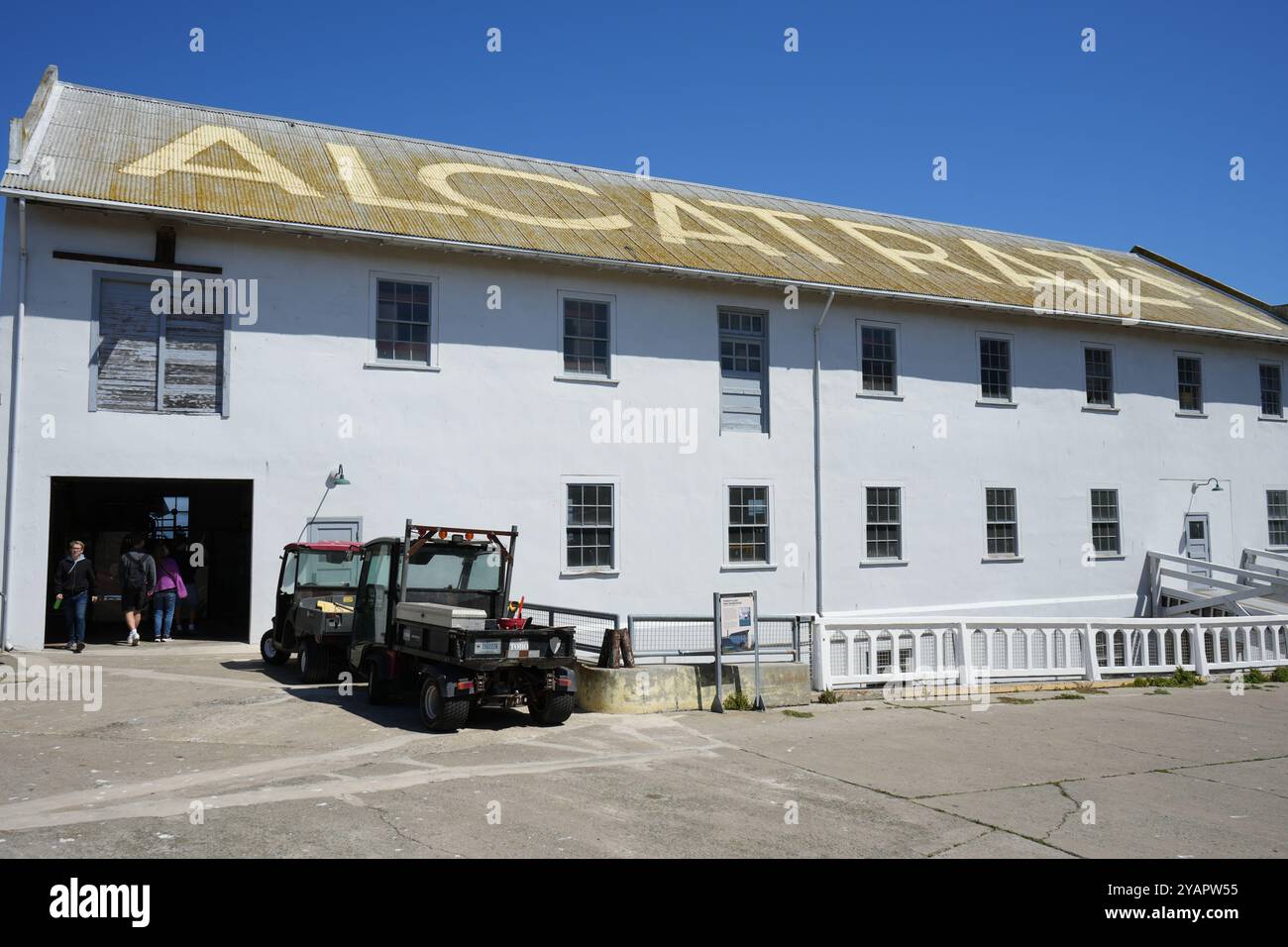 The Quartermaster Building with Alcatraz written on the roof under a ...