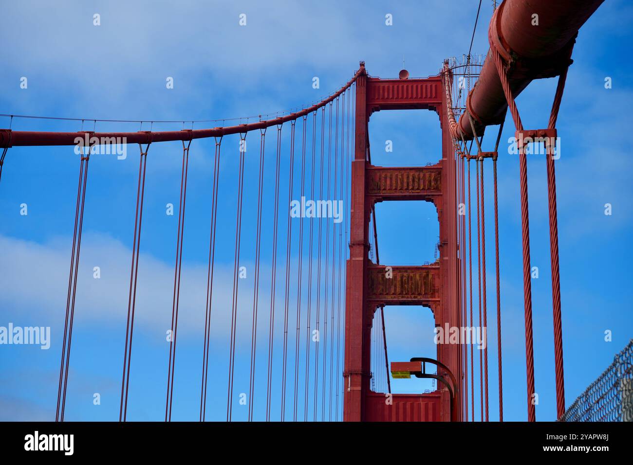Red steel suspension bridge hi-res stock photography and images - Alamy