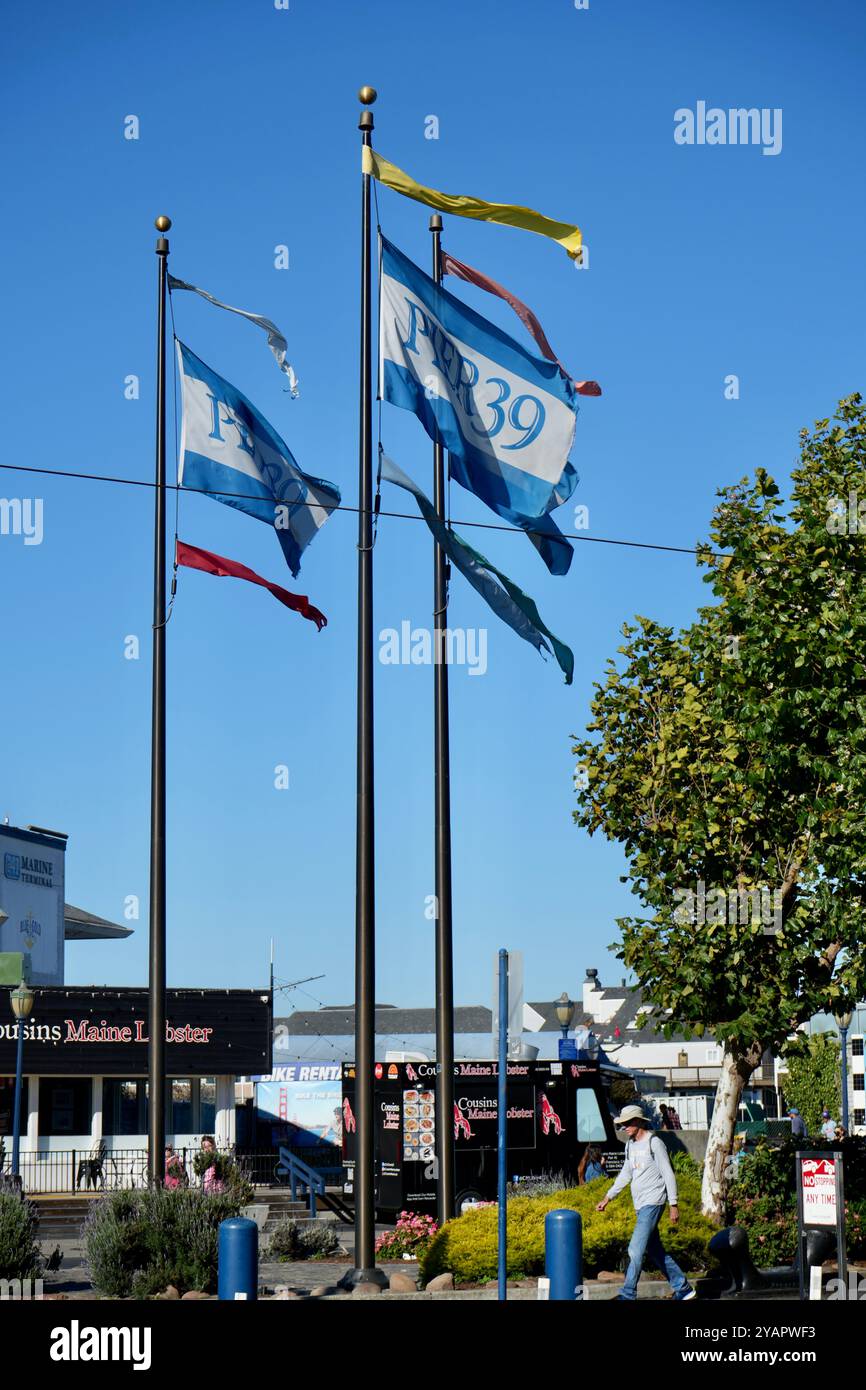 Pier and advertising flags hi-res stock photography and images - Alamy
