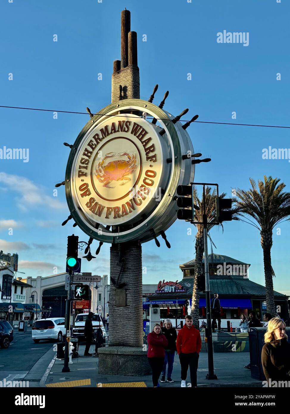 The famous Fishermans Wharf Sign on Jefferson Stock Photo - Alamy